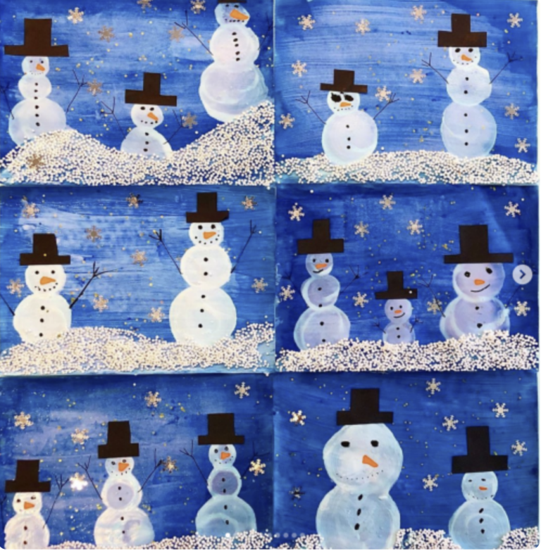 Bonhomme de neige : arts visuels – La maternelle pailletée