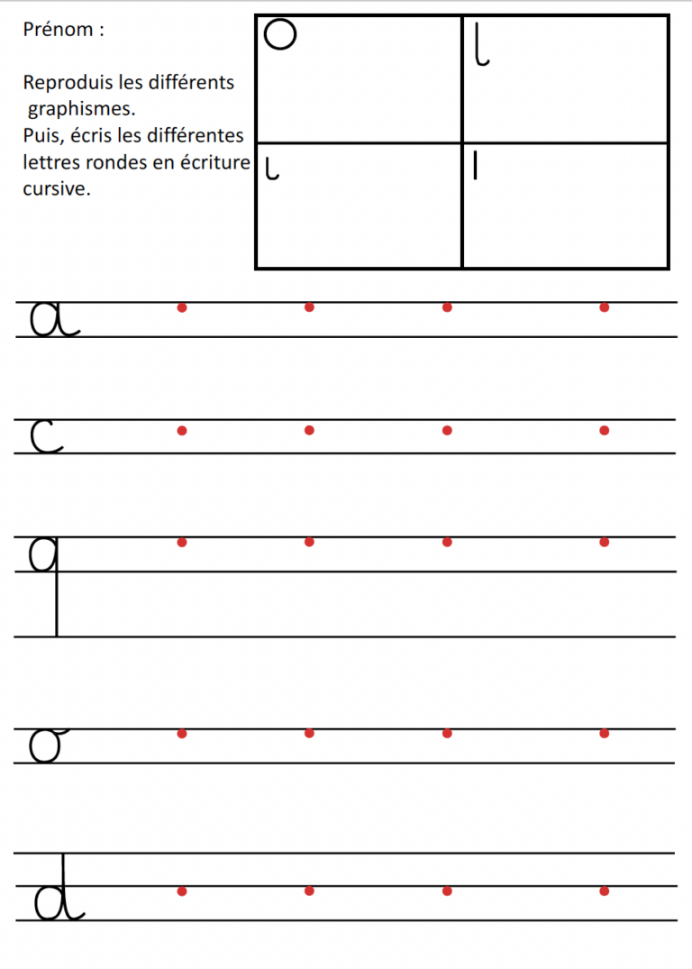 Fiches écriture cursive – La maternelle pailletée
