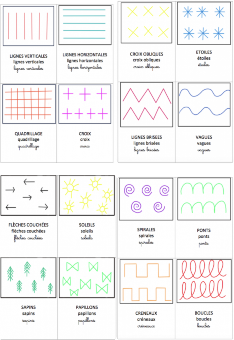 Cartes graphismes – La maternelle pailletée