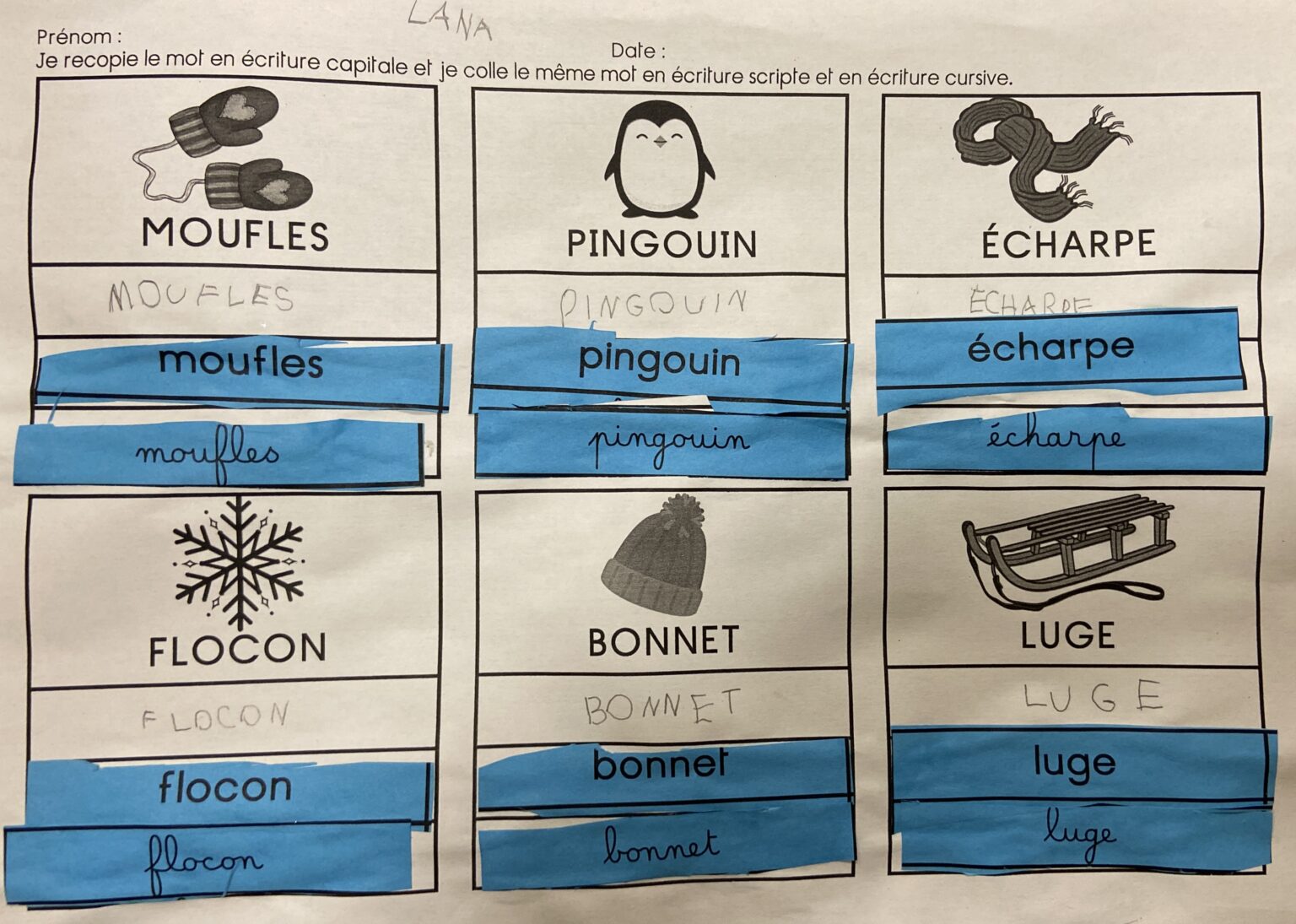 Correspondance graphique : vocabulaire hiver PS MS GS – La maternelle ...