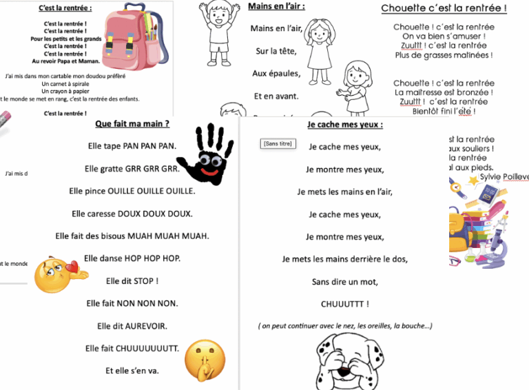 Chansons et comptines pour la rentrée – La maternelle pailletée